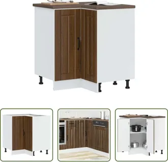 vidaXL Eckschrank - K&uuml;chen-Eckunterschrank Lucca Braun Eichen-Optik Holzwerkstoff
