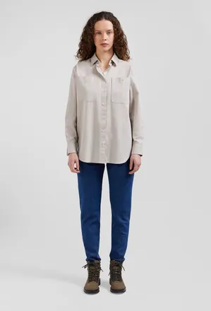 Eden Park Chemise &Agrave; Carreaux En Coton Gris &Agrave; Poches Plaqu&eacute;es Coupe Relaxed