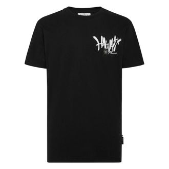Philipp Plein Homme, Tops, Noir, Taille: 3XL T-Shirt Col Rond Hawaii