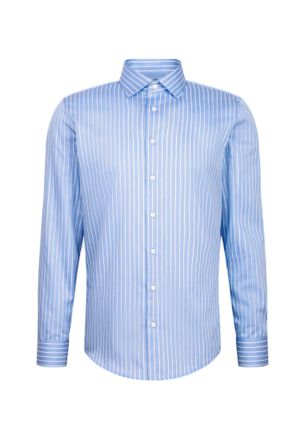 Seidensticker Herren Slim Fit Langarm Business-Hemd Hemd, Blau, 41 EU