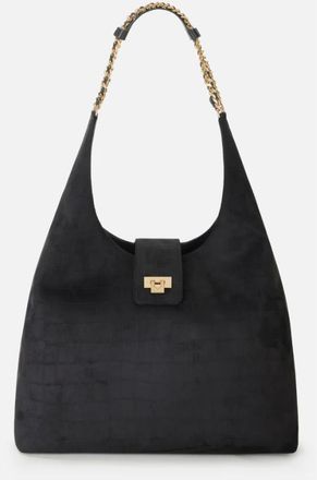 Elisabetta Franchi Femme, Sacs, Noir, Taille: ONE Size Suede Hobo Bag