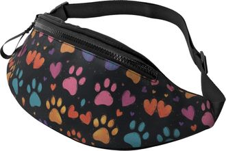 Generic Atmungsaktiv Brustbeutel Pfotenabdruck G&uuml;rteltasche Brustbeutel Bauchtasche F&uuml;r Outdoor Reisen Joggen 14X35Cm