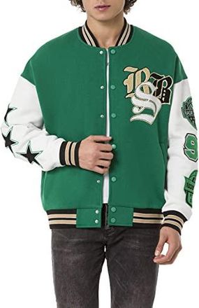 Red Bridge Veste universitaire unisexe de style rétro - Veste Varsity élégante avec broderies pour les loisirs et le streetwear, Vert/blanc, XL