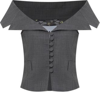 Ganni Femme, Vestes, Gris, Taille: 40 FR Gilet &Eacute;paule D&eacute;nud&eacute;e