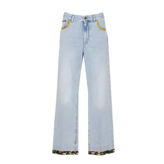 Valentino Blumen Saum Bestickte Jeans - - Jeans - Damen - Blau - W28