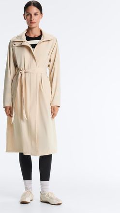 Oysho Lange, superleichte, wasserdichte Jacke in Hellbeige, 10.000 mm Wassers&auml;ule-Neutral