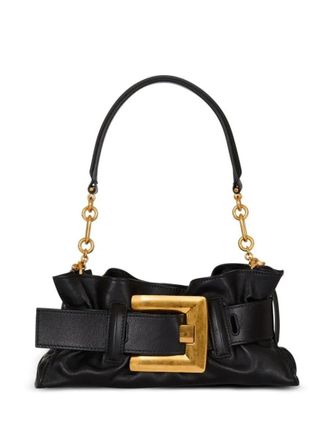 Balmain Hobo Bags - Gathered Black Handbag With Gold Buckle - Gr. unisize - in Schwarz - f&uuml;r Damen
