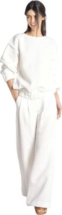 JEJIA Femme, V&ecirc;tements de nuit et de d&eacute;tente, Blanc, Taille: 42 FR Pull effet gaufr&eacute;