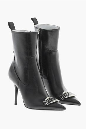Dsquared2 Leather Ankle Boots GOTHIC DSQUARED with Metal Detail 11cm H size 36,5