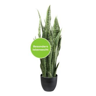 Creativ Green k&uuml;nstliche Sansevieria Pflanze 90cm I k&uuml;nstliche Bogenhanf Zimmerpflanze mit naturgetreuen Bl&auml;ttern I stilvolle k&uuml;nstliche Pflanzen wie echt mit Topf 