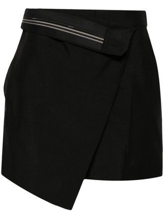 Fendi short en jean &agrave; taille pli&eacute;e - Noir