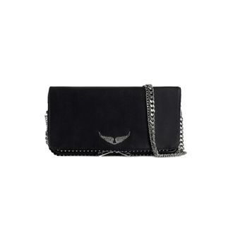 Zadig&Voltaire Femme, Sacs, Noir, Taille: ONE Size Rock Grained Leather Studs Clutch Bag