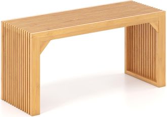 Giantex 90 cm K&uuml;chenbank, 2-Sitzer Sitzbank mit Lattenrost, verst&auml;rkter Sockel, Bambus Bank f&uuml;r Esszimmer, Schlafzimmer, Wohnzimmer, K&uuml;che, max. Belastung 300