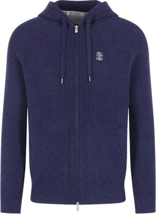 Brunello Cucinelli SweaT-shirt en cachemire - Homme - Sweatshirts et sweats &agrave; capuche - Bleu - Taille: S