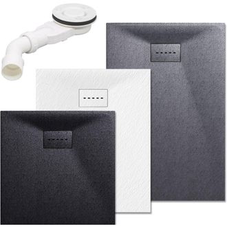 Sonni Duschwanne Duschtasse Dusche Flach smc inkl.Ablaufgarnitur,Antirutsch,Schneidbaren Design-Weiß 120 x 90 cm - Sonni