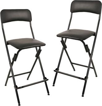 Amazon Basics Klapphocker mit Fußablage, 136,1 kg Traglast, 61 cm hoch, 2 Stück, Schwarz