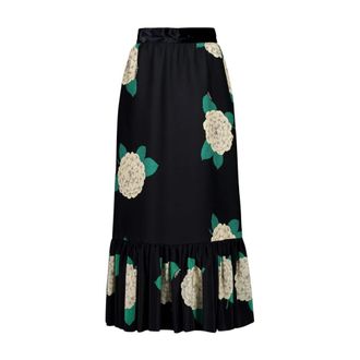 Valentino Garavani Ortensia Print Midi-Rock - - Skirts - Damen - Schwarzk - XS