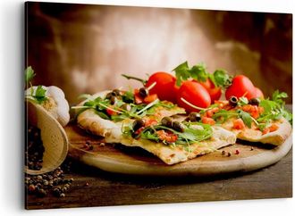 Arttor Bilder auf Leinwand 100x70cm Leinwandbild Pizza Vegetarier Italien Essen Groß Wanddeko Bild Schlafzimmer Küche Deko Wandbilder Dekoration Wohnzimmer W