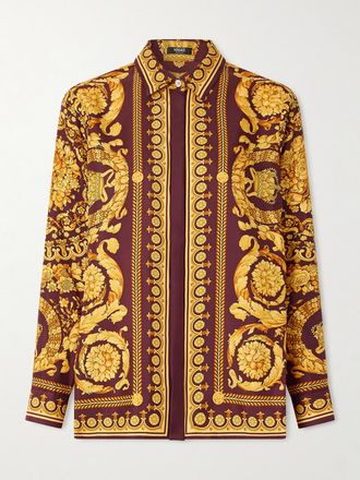 Versace Chemise En Serge De Soie Imprim&eacute;e - Dor&eacute;