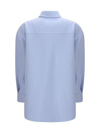Fabiana Filippi Womens Long Shirt Double Wool Aqua Fleece