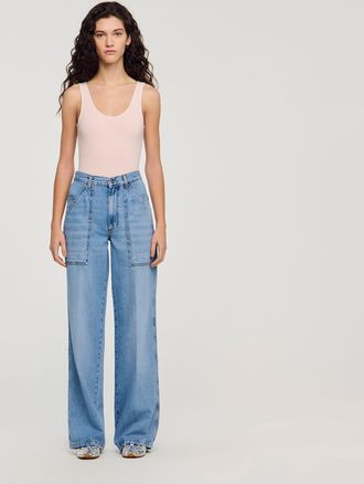 Sandro Jean droit large coton d&eacute;lav&eacute;