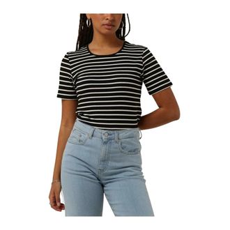 Another Label Elyne Stripe T-shirt S/S - - Knitwear - Damen - Schwarzk - XL