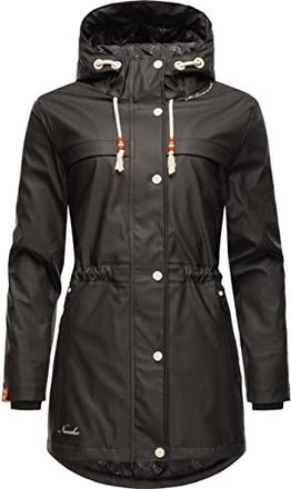 Navahoo Rainy Forest Veste de mi-saison imperméable longue et chaude avec capuche pour femme Tailles XS à 3XL, Noir, L