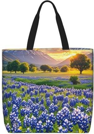 Generic Paysage De Bleuets Du Texas1 Sac Cabas Grand Sacs D&eacute;contract&eacute; Sac A Main Femme Pour Travail Universit&eacute; Shopping