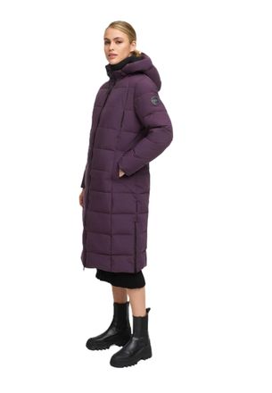 Marikoo Damen Wintermantel (XS-6XL) - gesteppt, abnehmbare Kapuze, 6 Taschen, Rippkragen - N079 - DustyPlum Gr&ouml;&szlig;e XL - Gr.XL