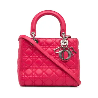 Dior Pink Lambskin Medium Cannage Lady Dior