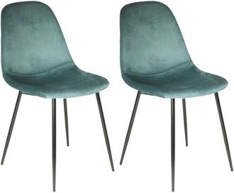AC-Déco Chaise en velours côtelé Giulia (Lot de 2) Bleu canard