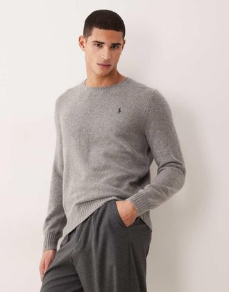 Polo Ralph Lauren Pull en laine à logo emblématique - Gris chiné