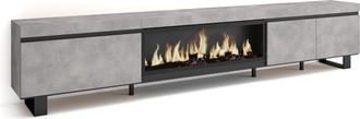 Skraut Home | TV-Schrank, Lowboard | für Wohnzimmer und Esszimmer | 288x57x35 cm | Für großformatiges TV | Elektrokamin XXL | Industriedesign | Moderner Stil | Ze