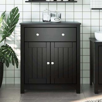 vidaXL Armoire de salle de bain berg noir 69,5x34x80 cm pin massif Vidaxl