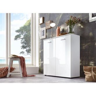 BMG M&ouml;bel BMG M&ouml;bel Schuhschrank Kommode Sideboard Schuhregal mit Soft Close MARBELLA in Hochglanz wei&szlig; H&ouml;he 91 Breite 88 Tiefe 32 cm