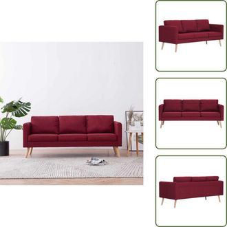 vidaXL The Living Store - 3-Sitzer-Sofa Stoff Weinrot - 3-Sitzer-Sofa - Couch - Wohnzimmerm&ouml;bel - Sessel - Polstersessel