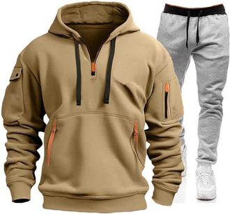 Generic Survetement Homme Ensemble Sweat &Agrave; Capuche et Pantalon V&ecirc;tement De Sport Chic Tenue Sport Homme D&eacute;contract&eacute; Ensemble 2 Pi&egrave;ces Tracksuit Automne Hiver 