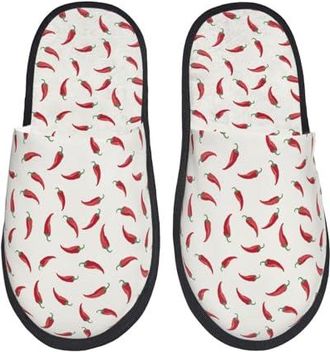 Generic Chaussons Femme Homme Imprim&eacute; Chili Maison Chaussures Confort Doubl&eacute;es En Peluche Pantoufles Pour Invit&eacute;s, Pour Int&eacute;rieur Ext&eacute;rieur, Femmes, Hommes, L