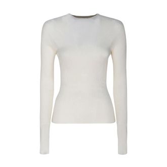 Lanvin Gerippter Gestrickter Kaschmir Pullover Top - - Knitwear - Damen - Wei&szlig; - M