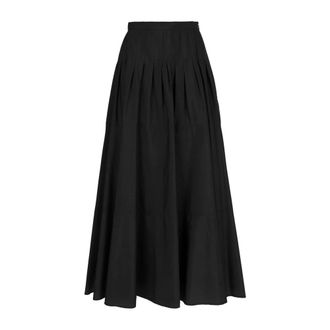 Max Mara Langer Baumwollpopeline-Rock - - Skirts - Damen - Schwarzk - 2XS