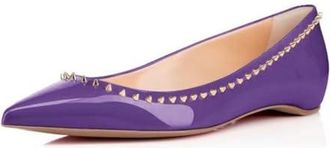 Minitoo Chaussures plates confortables pour femme avec rivets pour fête, bal de fin dannée, W9 violet, 41.5 EU