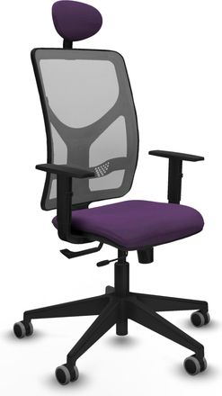 Piqueras y Crespo B&uuml;rostuhl 8H mit 1D-Armen, h&ouml;henverstellbare Lendenwirbelst&uuml;tze und festes Kopfteil, ausgestattet mit Syncro/Traslack und Schneideschaum, Grau/Violett