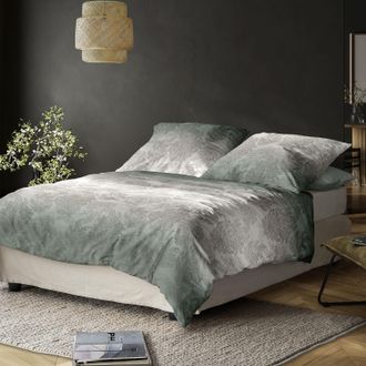 Irisette Biber Bettw&auml;sche Koala 8661-30 Gr&uuml;n 135x200 cm + 80x80 cm, Ornamente & Paisley Design, 100% Baumwolle, warm, weich, pflegeleicht, Made in Germany