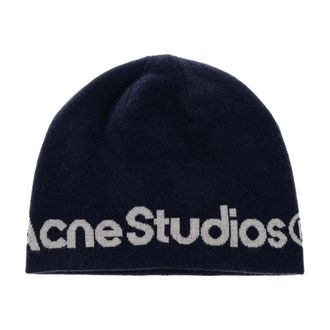Acne Studios Bonnet en Laine avec Logo - unisex - Accessoires - Bleu - Taille: ONE Size