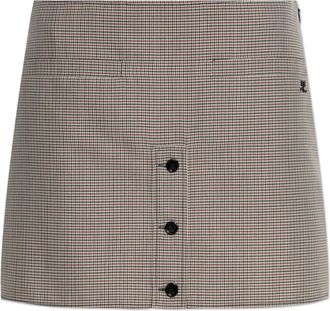 Courr&egrave;ges Femme, Jupes, Beige, Taille: 38 FR Mini-jupe boutonn&eacute;e en pied-de-poule