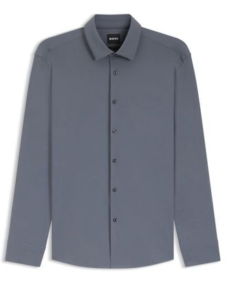 HUGO BOSS B&uuml;gelleichtes Performance-Hemd mit Kentkragen, Slim in