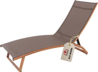 Doppler Varese Liege in Holzoptik/Greige I Gartenliege aus Aluminium I Sonnenliege mit Rollen I Rollliege klappbar & verstellbar I Gartenm&ouml;bel wetterfest I Ou