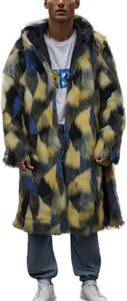 Generic Manteau Homme Hiver,Men&aposs Anoraks - Manteau breathable et chaud pour hommes coupe moderne doublure thermique motif carre et l&eacute;opard col artificiel