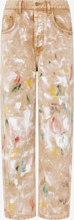 Moschino Bedruckte Bullenhose aus Stretch-Baumwolle - Beige