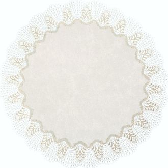 Plauener Spitze 4048M02_14_75 Tischdecke Design Oslo, 14 cm breite Spitze, 75 cm, rund